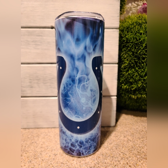 Hand Crafted | Dining | Colts Horseshoe Blue Flame Football Tumbler Nwt ...